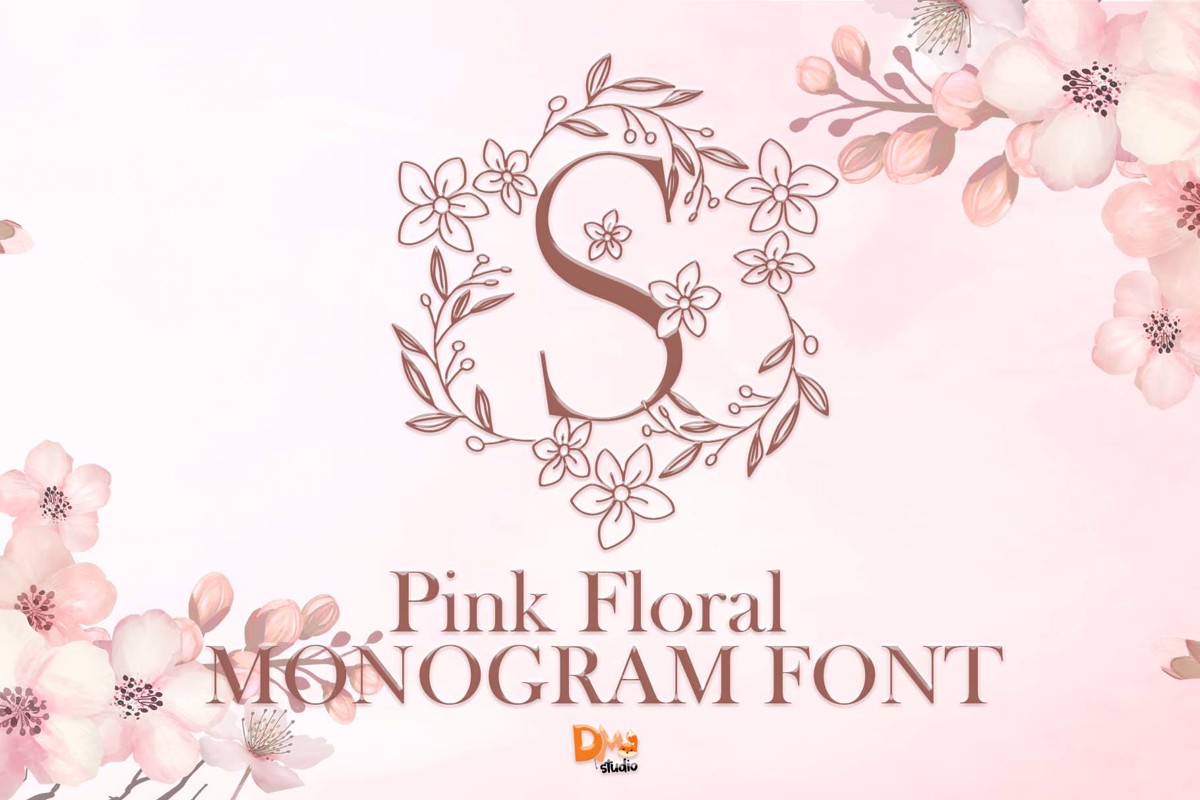 Pink Floral Monogram Font - Free Download