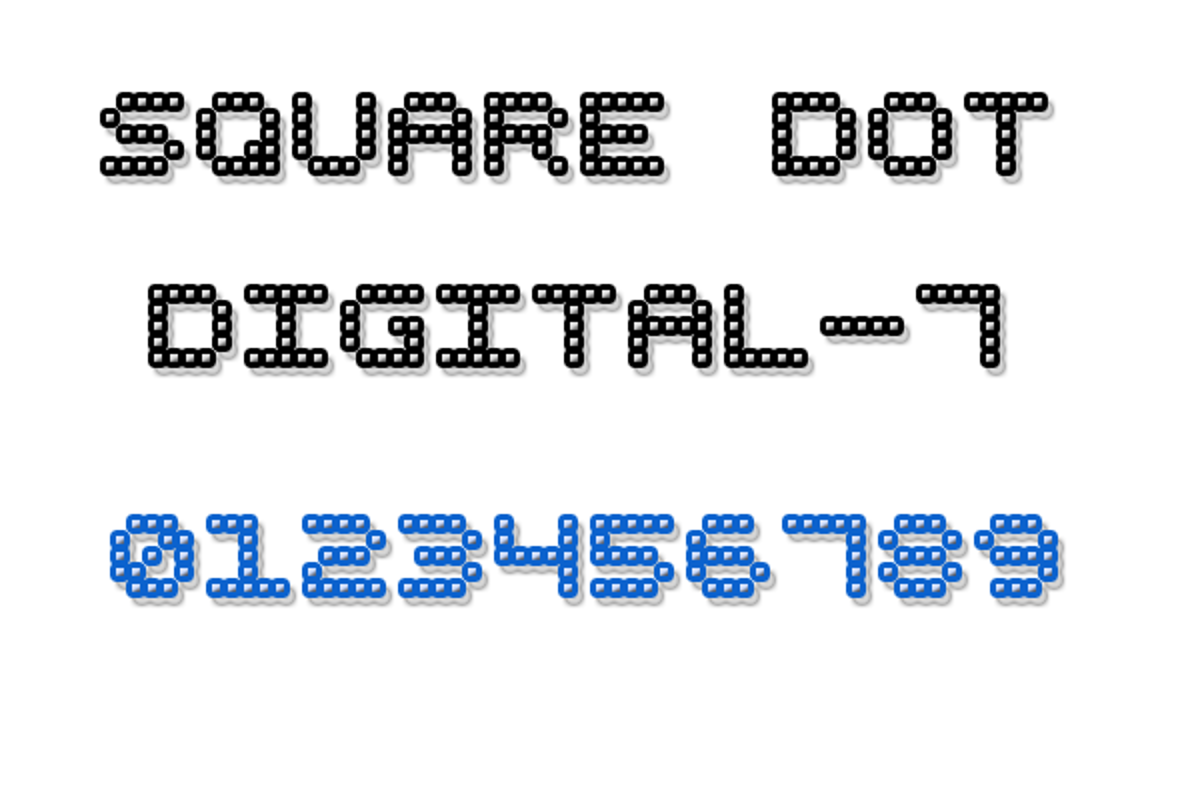 Square Dot Digital-7 Font | Style-7 | FontSpace