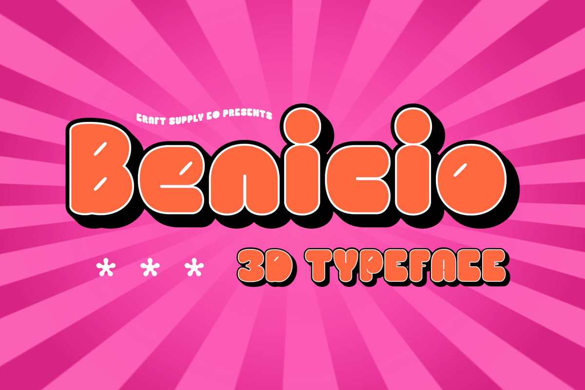 Benicio 3D Font | craftsupplyco | FontSpace