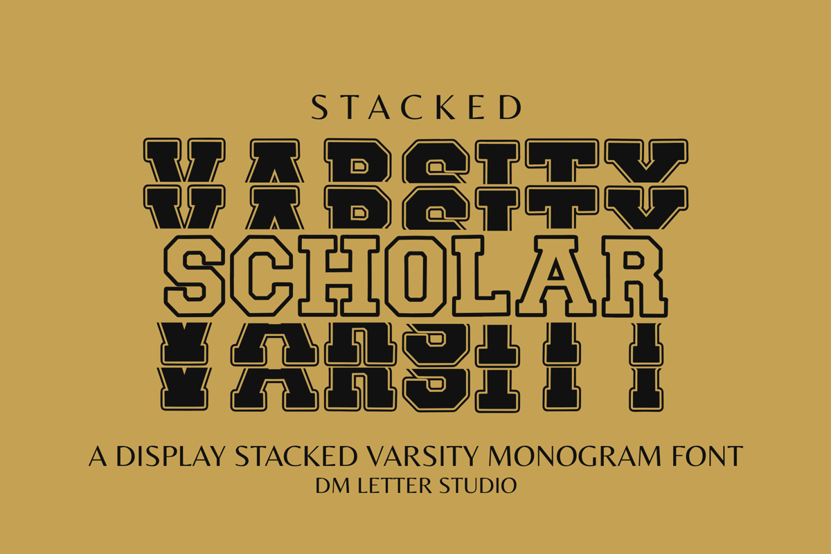 Scholar Varsity Stacked Monogra Font - Free Download