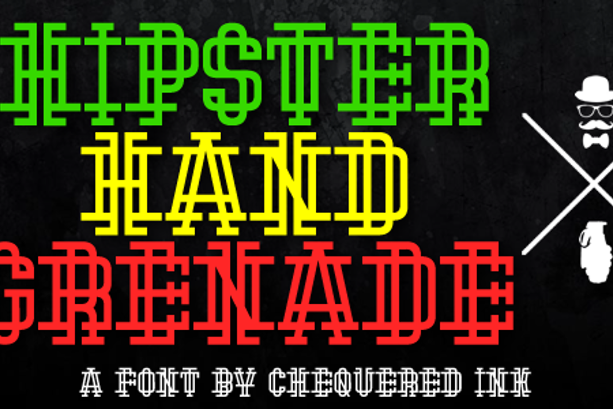 Hipster Hand Grenade Font | Chequered Ink | FontSpace