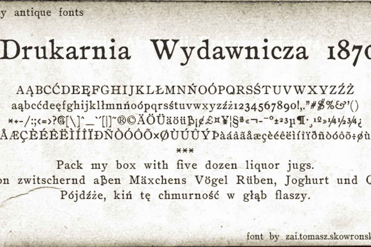 Drukarnia Wydawnicza 1870 Font | Tomasz Skowroński | FontSpace