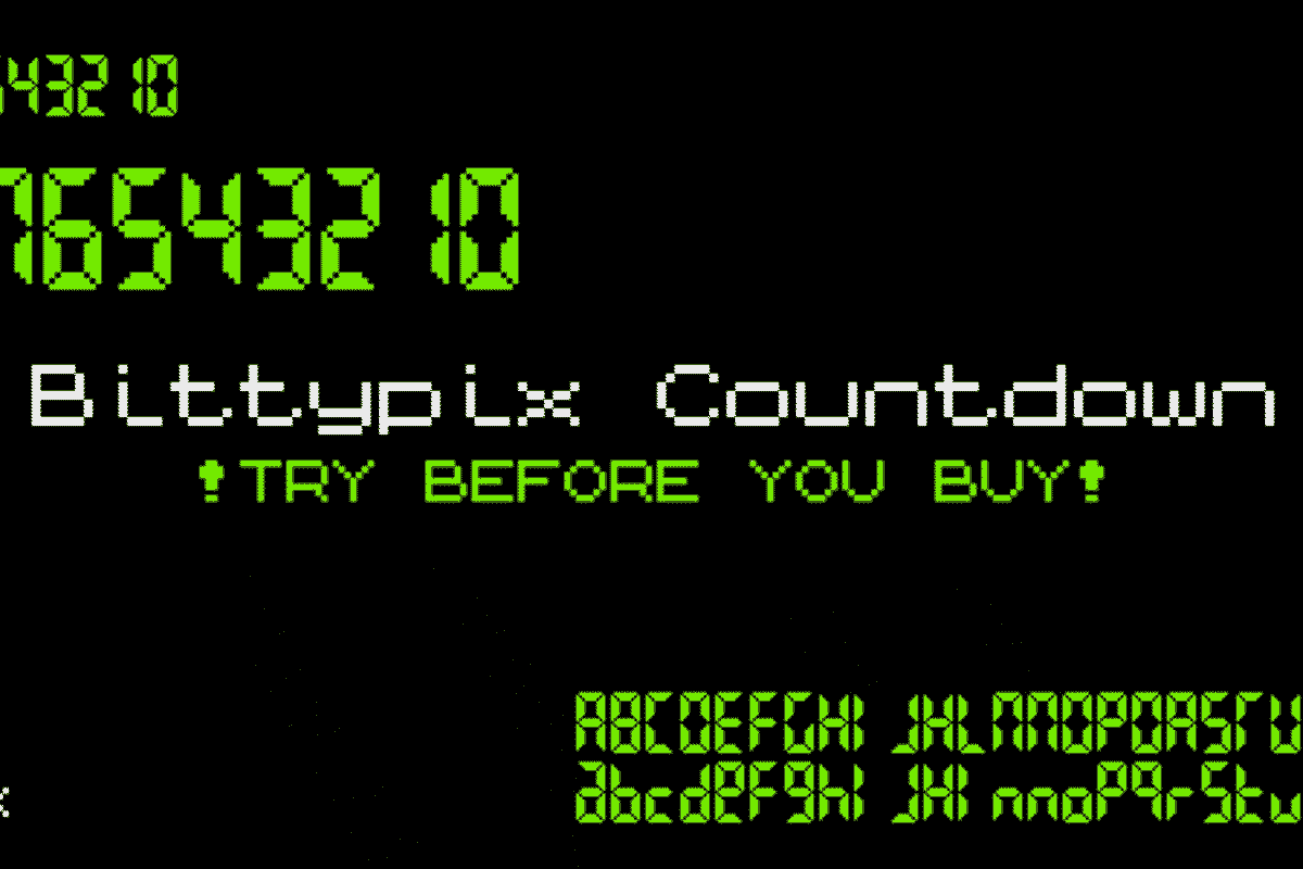 Bittypix Countdown Font | Chequered Ink | FontSpace