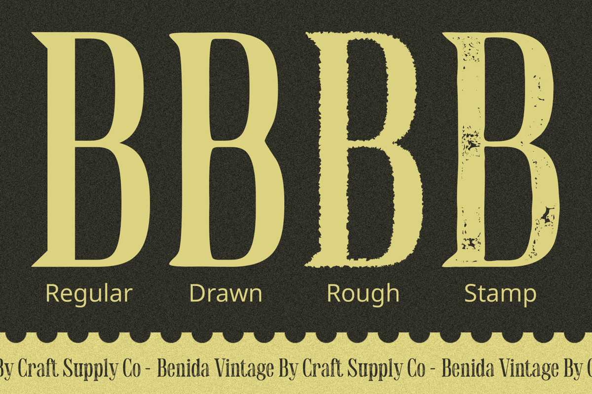 Benida Vintage Stamp Font | craftsupplyco | FontSpace
