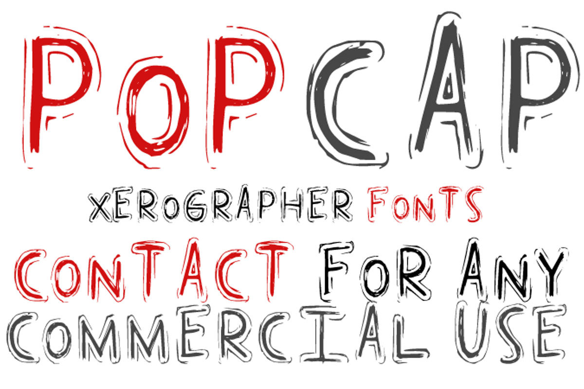 Pop Cap Font | Xerographer Fonts | FontSpace