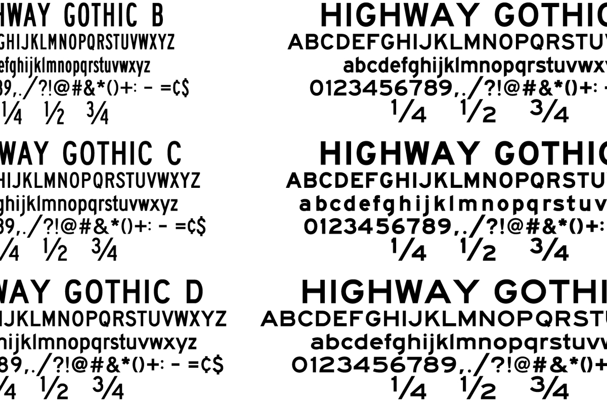 Highway Gothic Family FHWA Font - Free Download