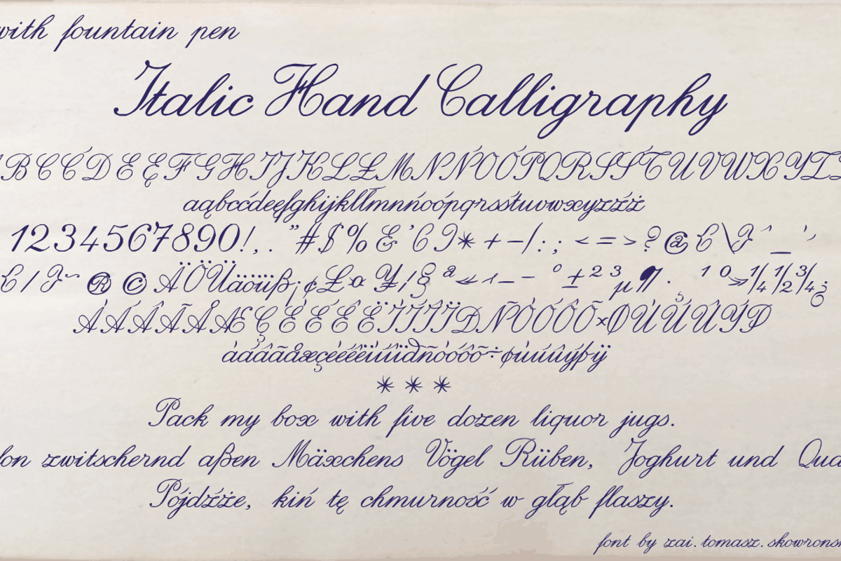 Italic Hand Calligraphy Font Tomasz Skowro ski FontSpace Italic Hand Calligraphy Font Tomasz Skowro ski FontSpace