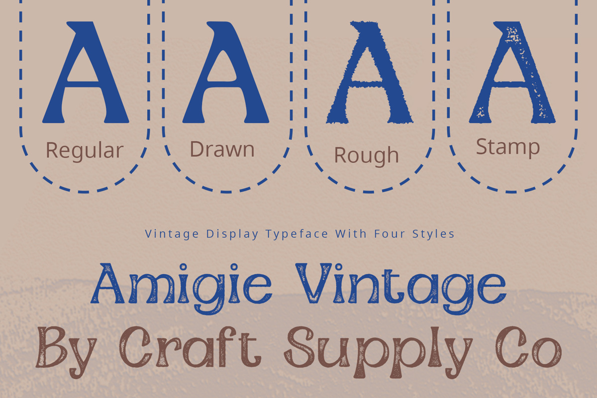 Amigie Vintage Stamp Font | craftsupplyco | FontSpace