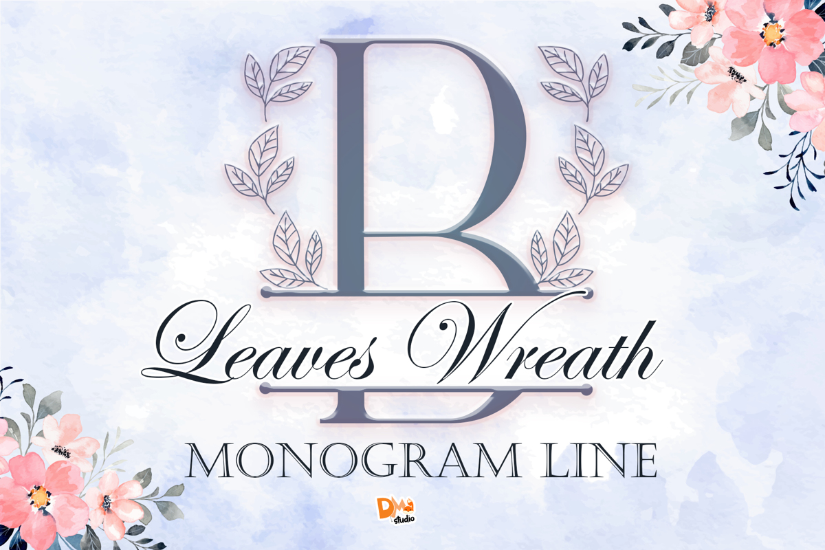 Leaves Wreath Monogram Line Font | Dmletter studio | FontSpace