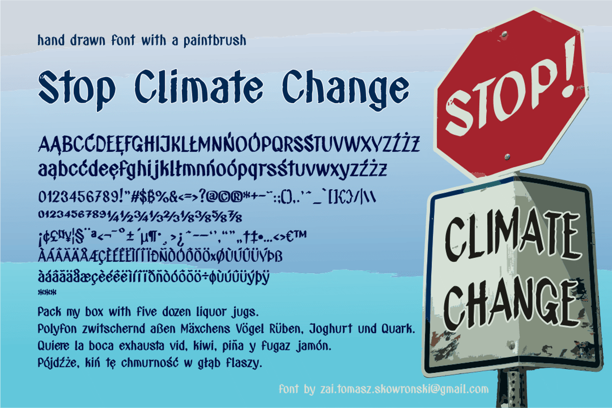 Stop Climate Change Font | Tomasz Skowroński | FontSpace