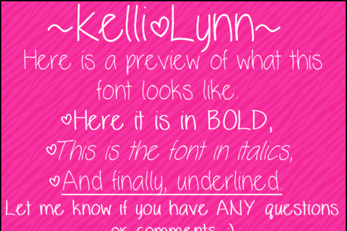 KelliLynn Font | ByTheButterfly | FontSpace