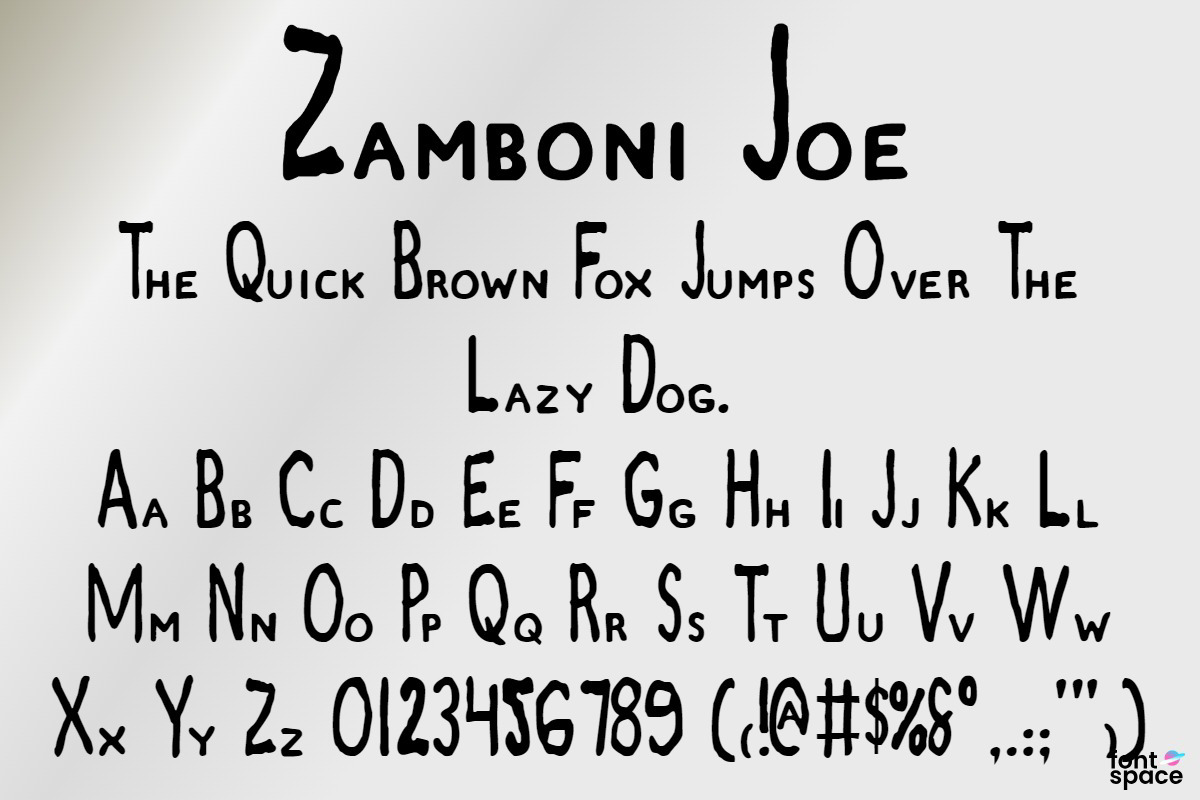 Zamboni Joe Font | Iconian Fonts | FontSpace