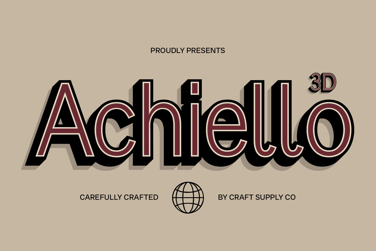 Achiello 3D Font | craftsupplyco | FontSpace