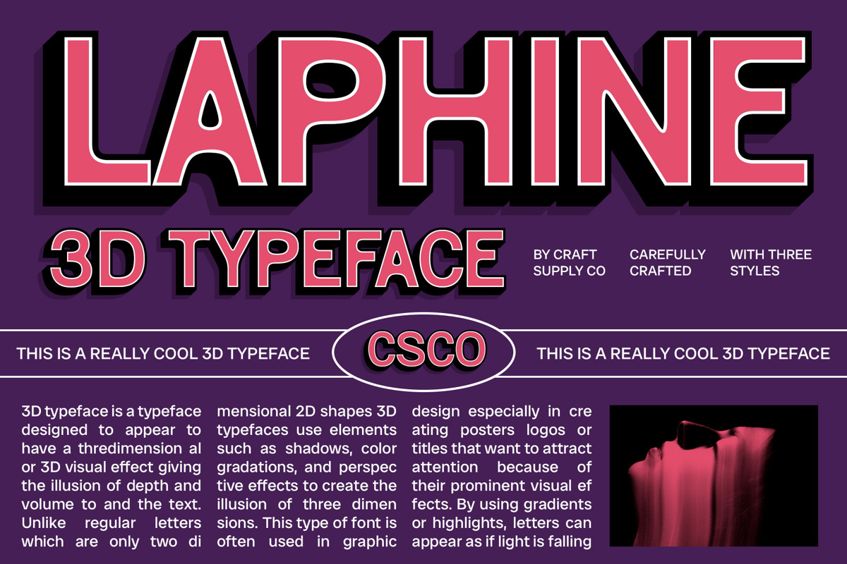 Laphine 3D Font | craftsupplyco | FontSpace