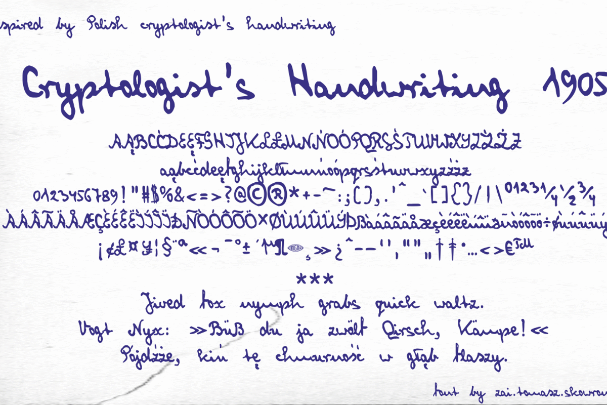 Cryptologist's Handwriting Font | Tomasz Skowroński | FontSpace