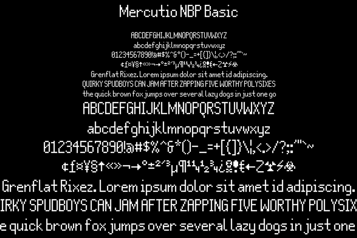 Mercutio NBP Basic Font | total FontGeek DTF, Ltd. | FontSpace