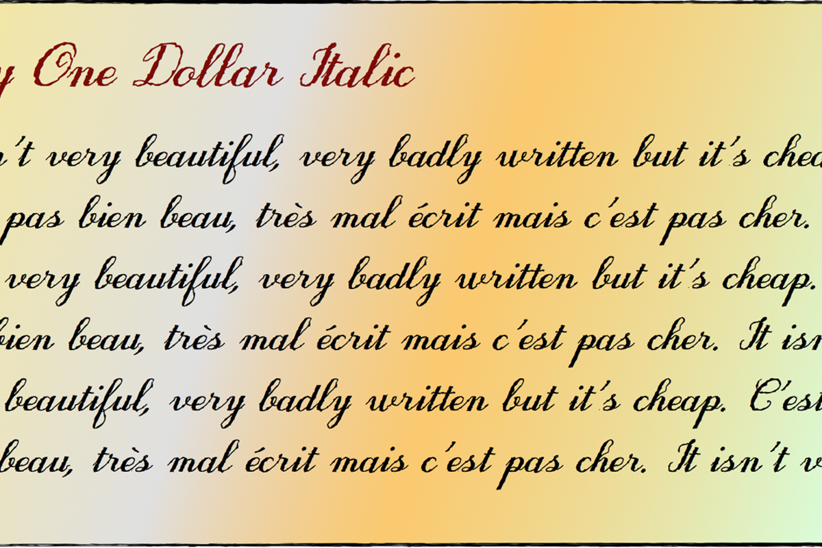 Only One Dollar Font - Free Download
