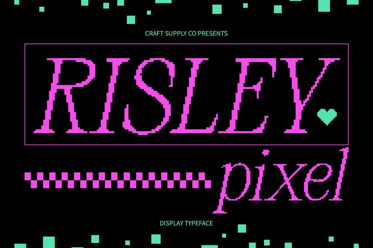 Risley Pixel Font | craftsupplyco | FontSpace