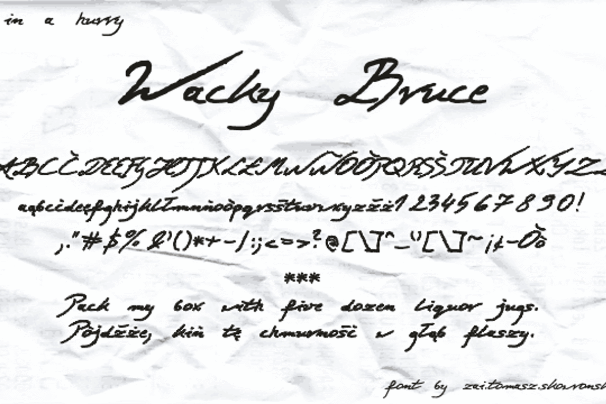 Wacky Bruce Font | Tomasz Skowroński | FontSpace