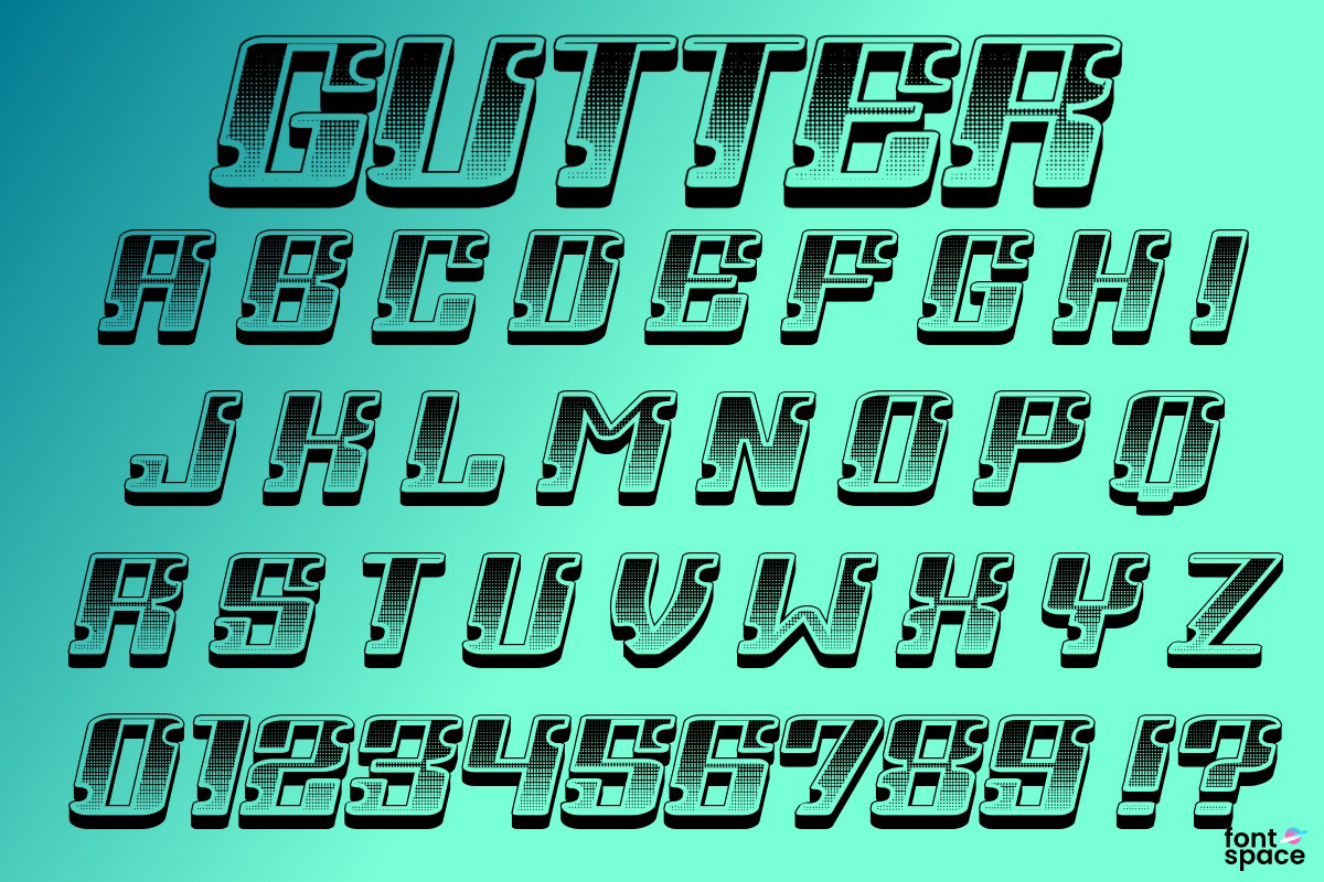 Gutter Font | Vladimir Nikolic | FontSpace