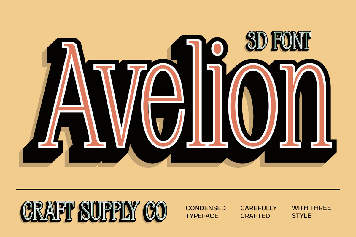 Avelion 3D Font | craftsupplyco | FontSpace