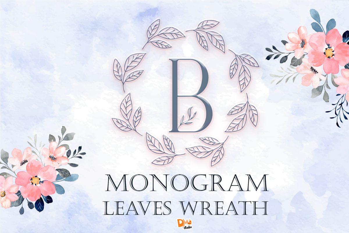 Monogram Leaves Wreath Font - Free Download