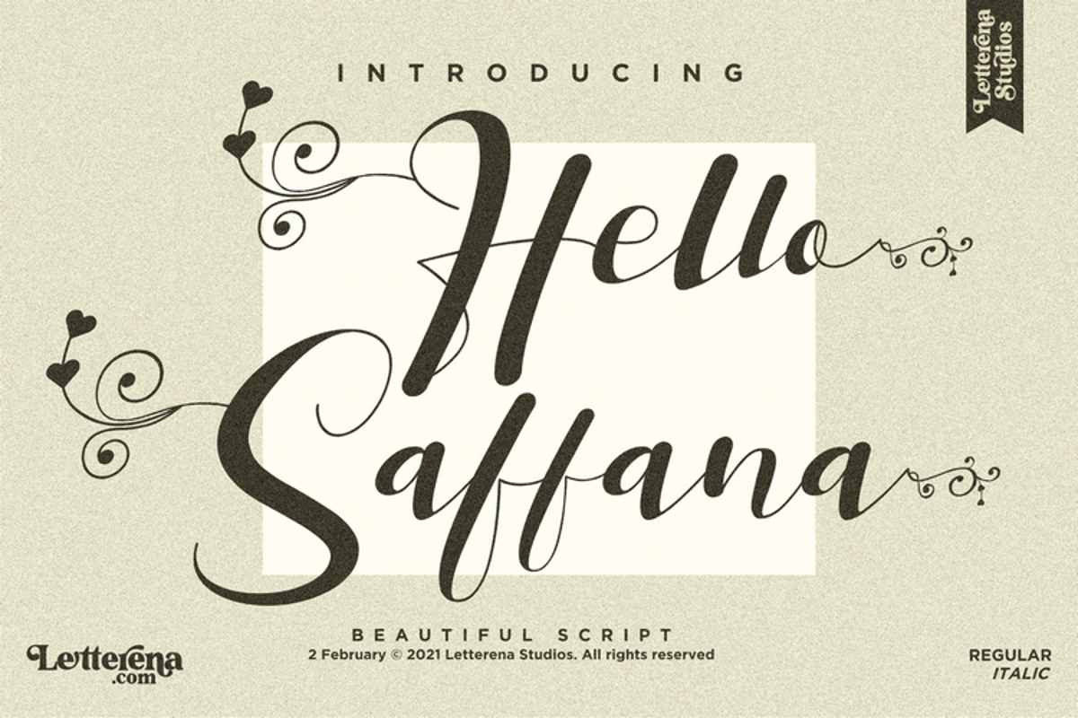 Hello Saffana Font | Letterena Studios | FontSpace