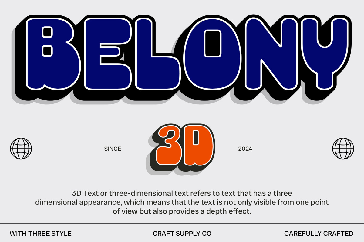 Belony 3D Font | craftsupplyco | FontSpace