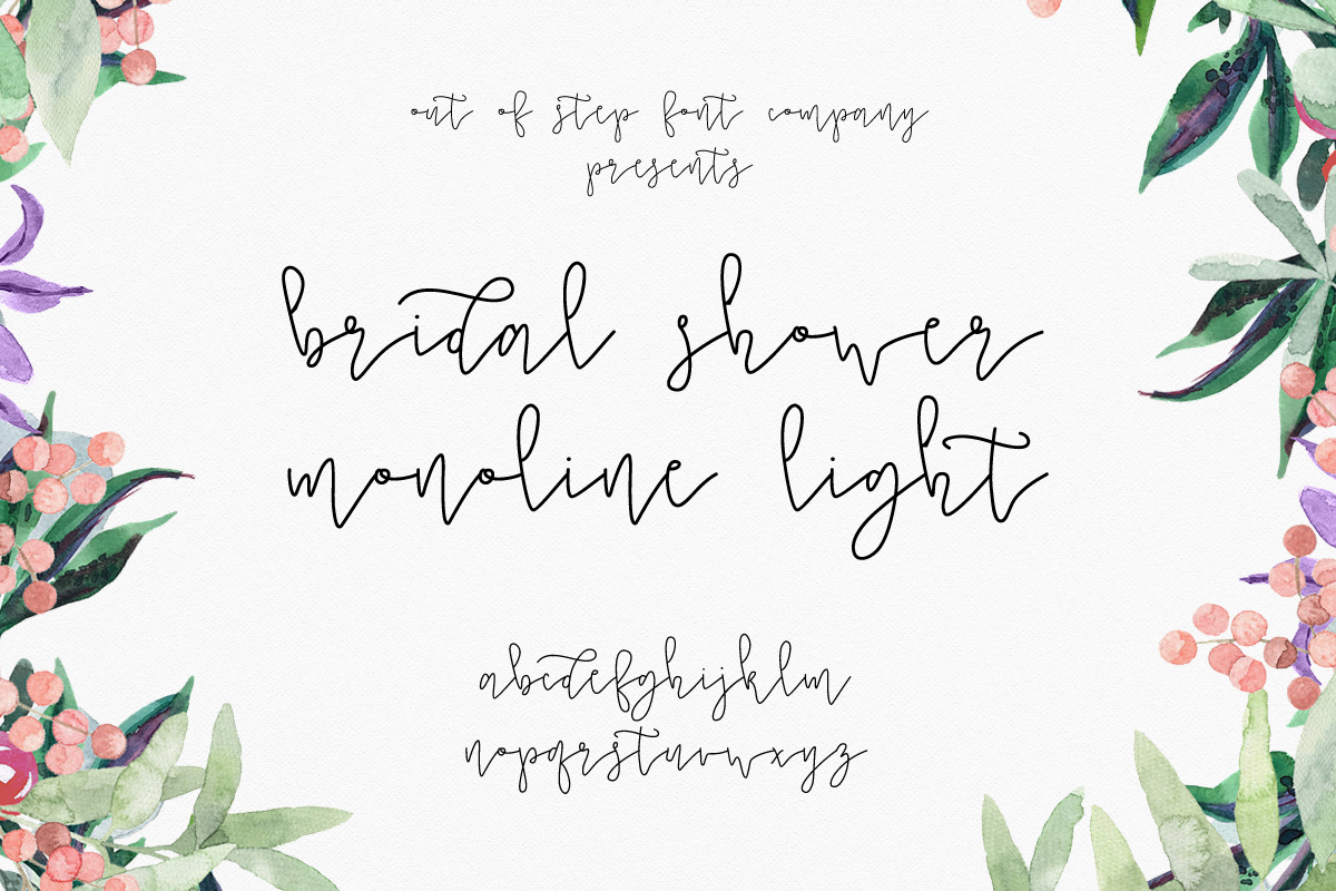 Bridal Shower Monoline Script Light Font | Out Of Step Font Company ...