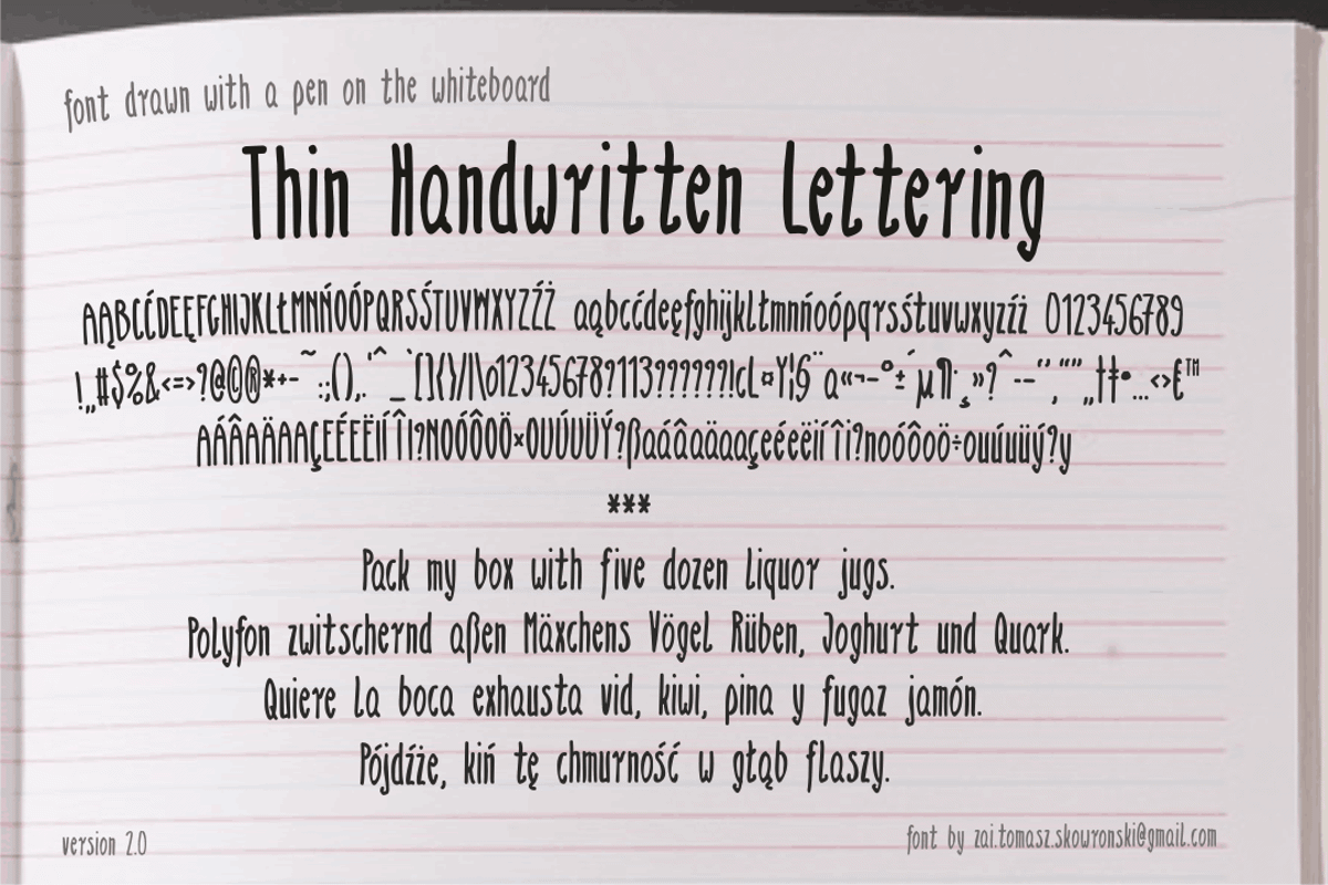 Thin Handwritten Lettering Font | Tomasz Skowroński | FontSpace