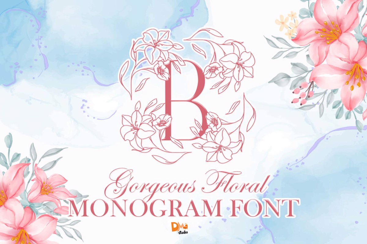 Gorgeous Floral Monogram Font - Free Download