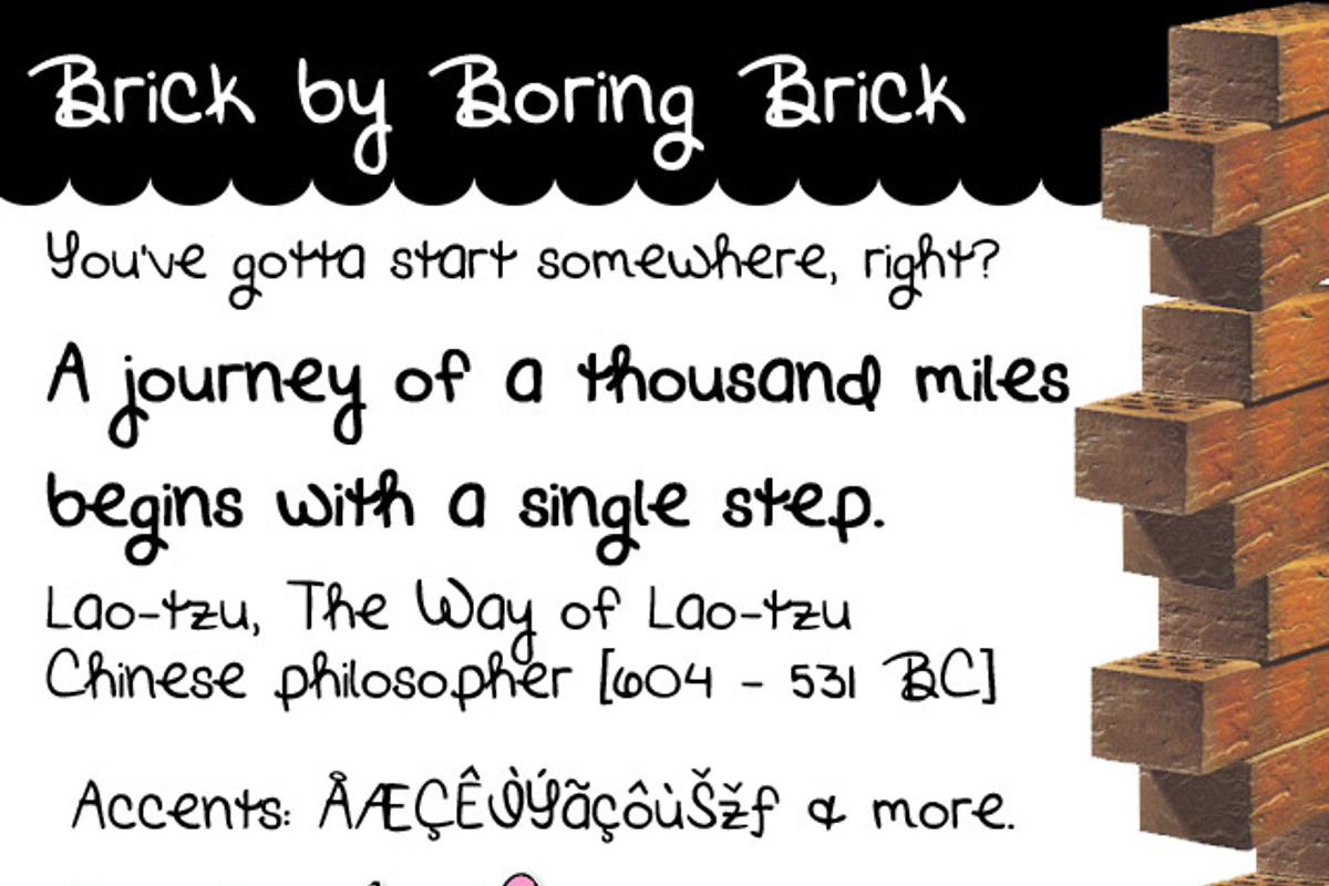 Brick by Boring Brick Font | Kimberly Geswein | FontSpace