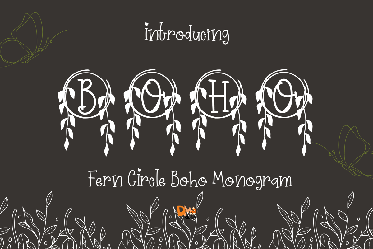 Fern Circle Boho Monogram Font - Free Download