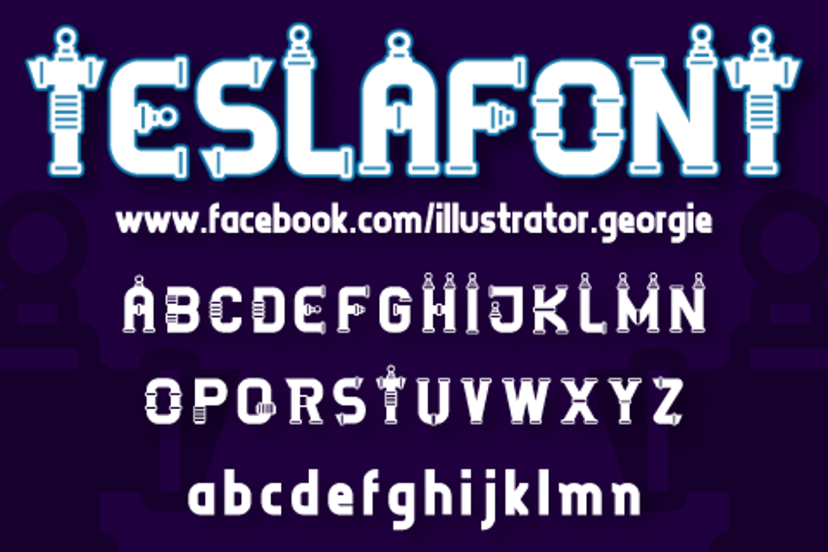 TESLAFONT Font | Illustrator Georgie Retzer | FontSpace