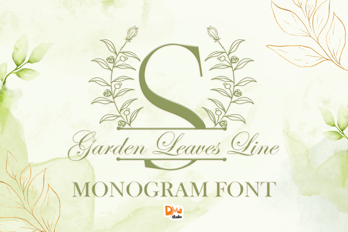 Garden Leaves Line Monogram Font - Free Download