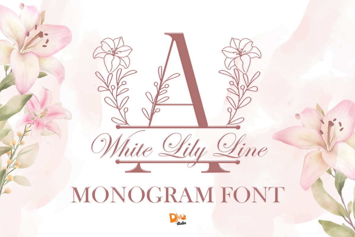 White Lily Line Monogram Font | Dmletter studio | FontSpace