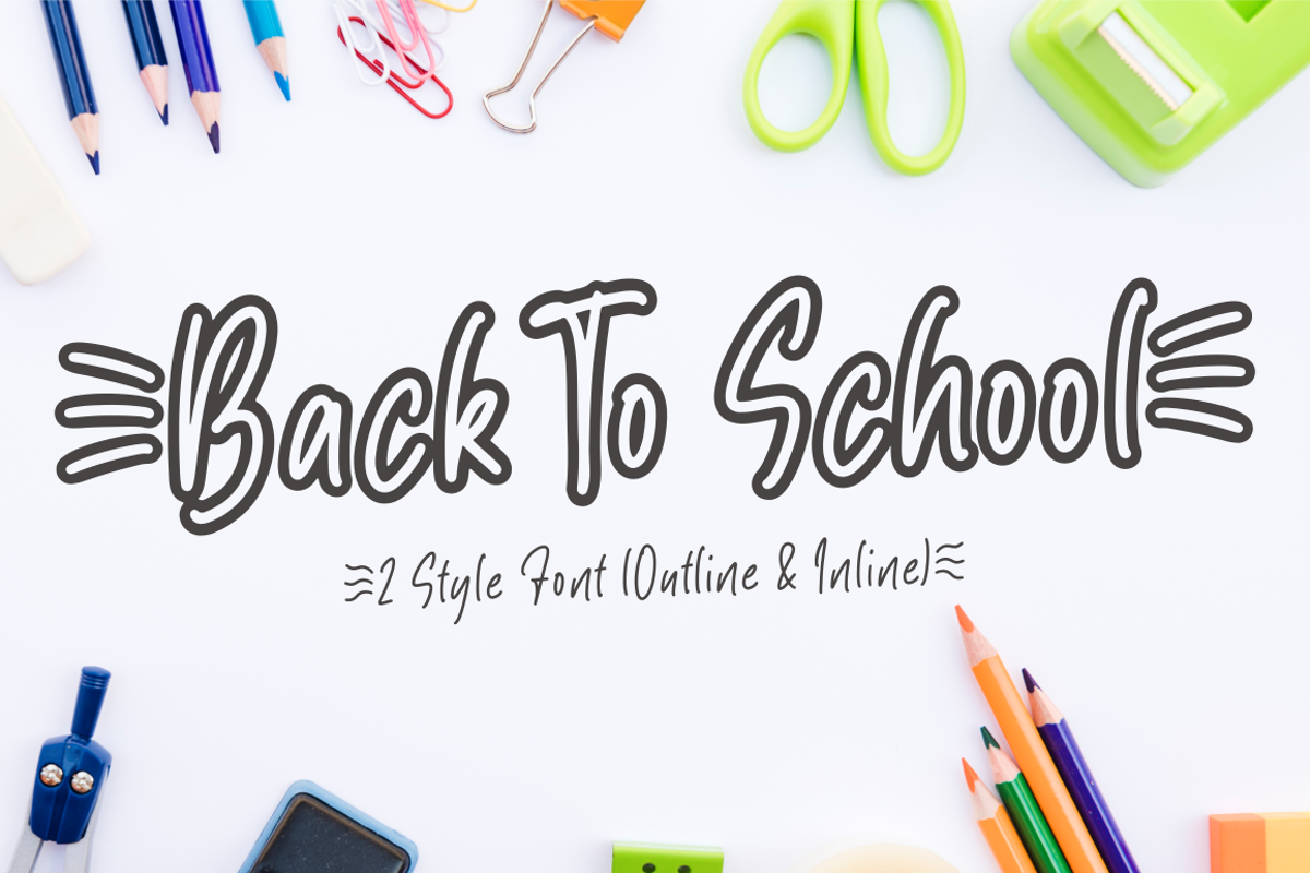 Back To School - Outline And Inline Font | NJ Studio | FontSpace