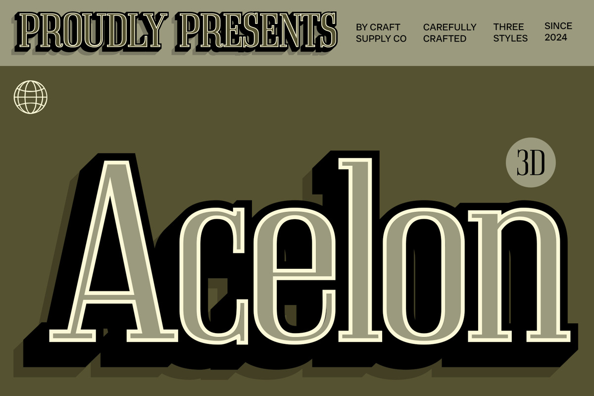 Acelon 3D Font | craftsupplyco | FontSpace