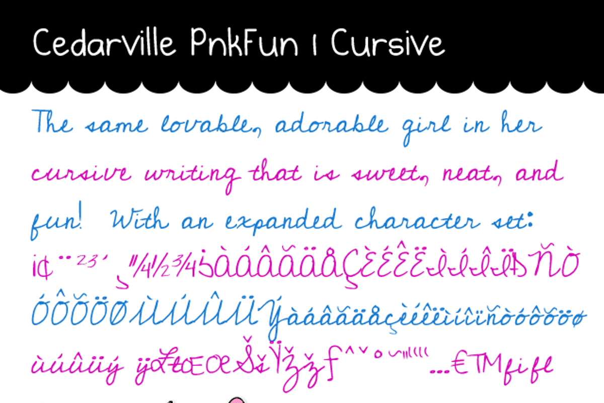 Cedarville Pnkfun1 Cursive Font | Kimberly Geswein | FontSpace