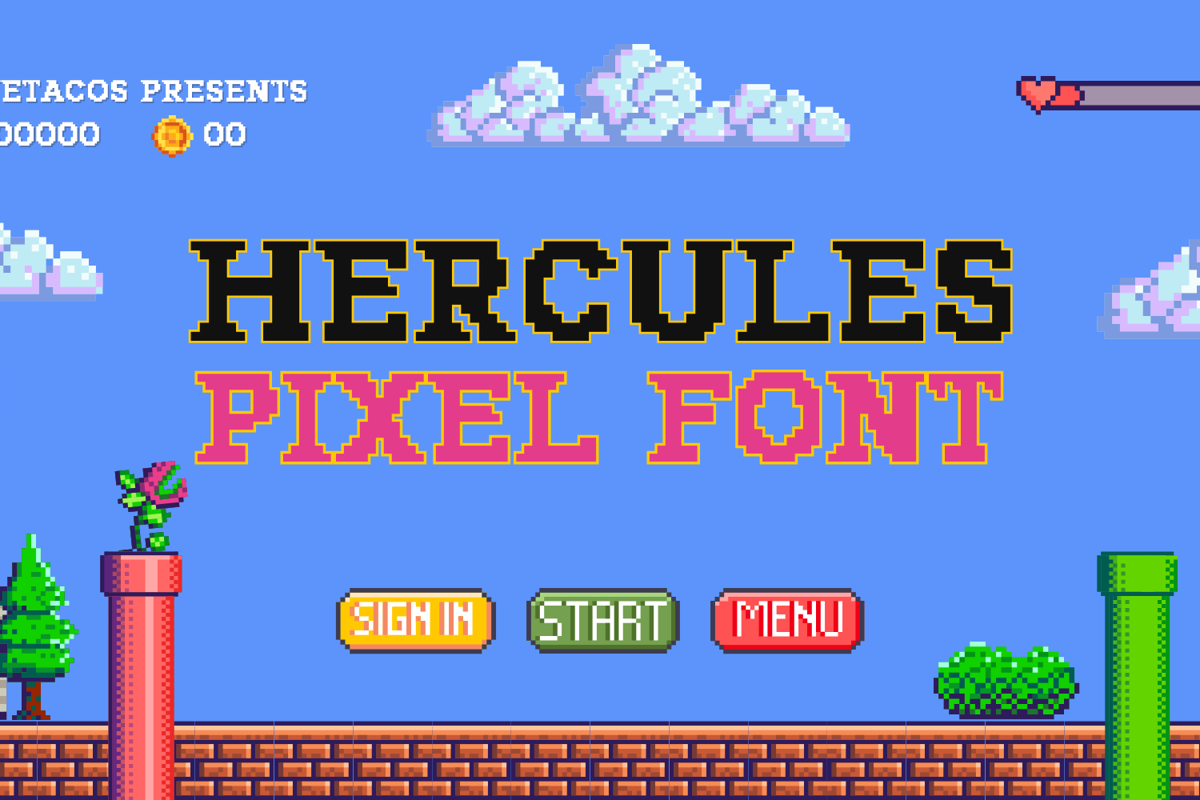 Hercules Pixel Font | Creativetacos | FontSpace