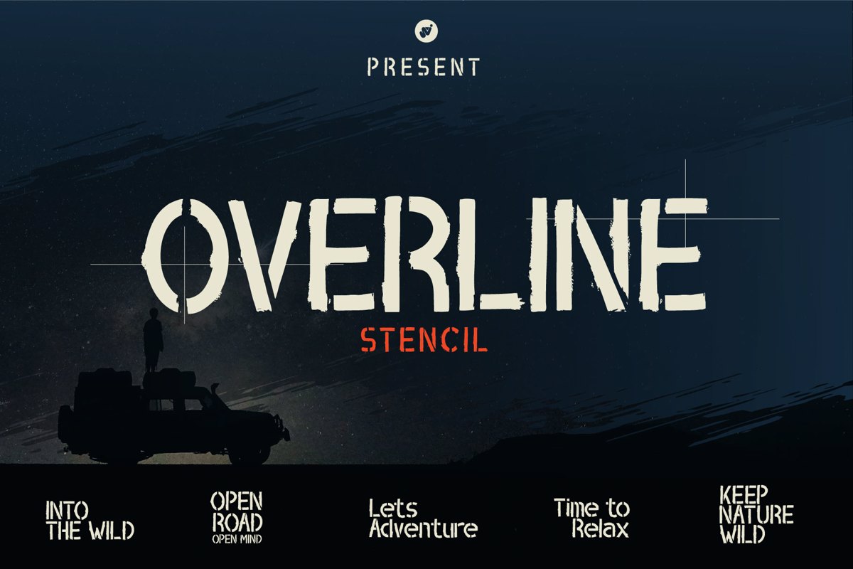 OVERLINE STENCIL Font - Free Download