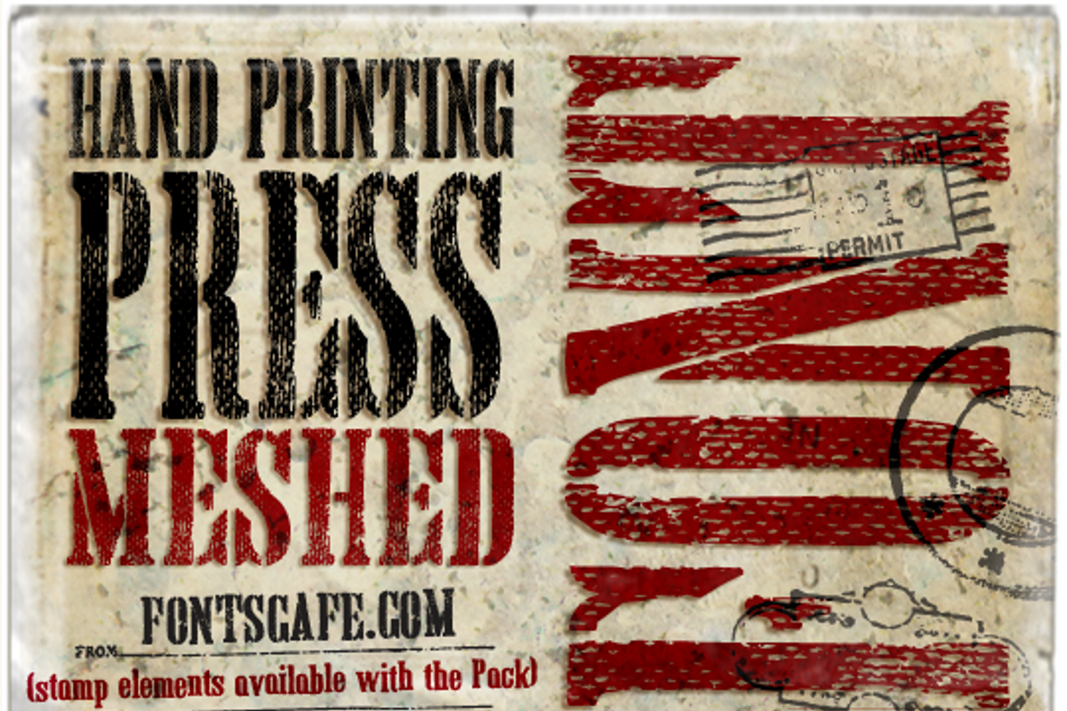 Hand Printing Press Meshed Font - Free Download