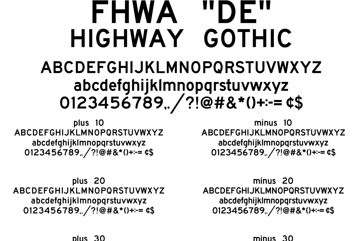 FHWA Series DE 2021 Font - Free Download