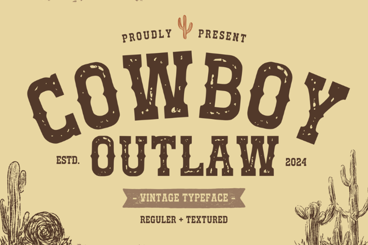 Cowboy Outlaw Font | Sronstudio | FontSpace