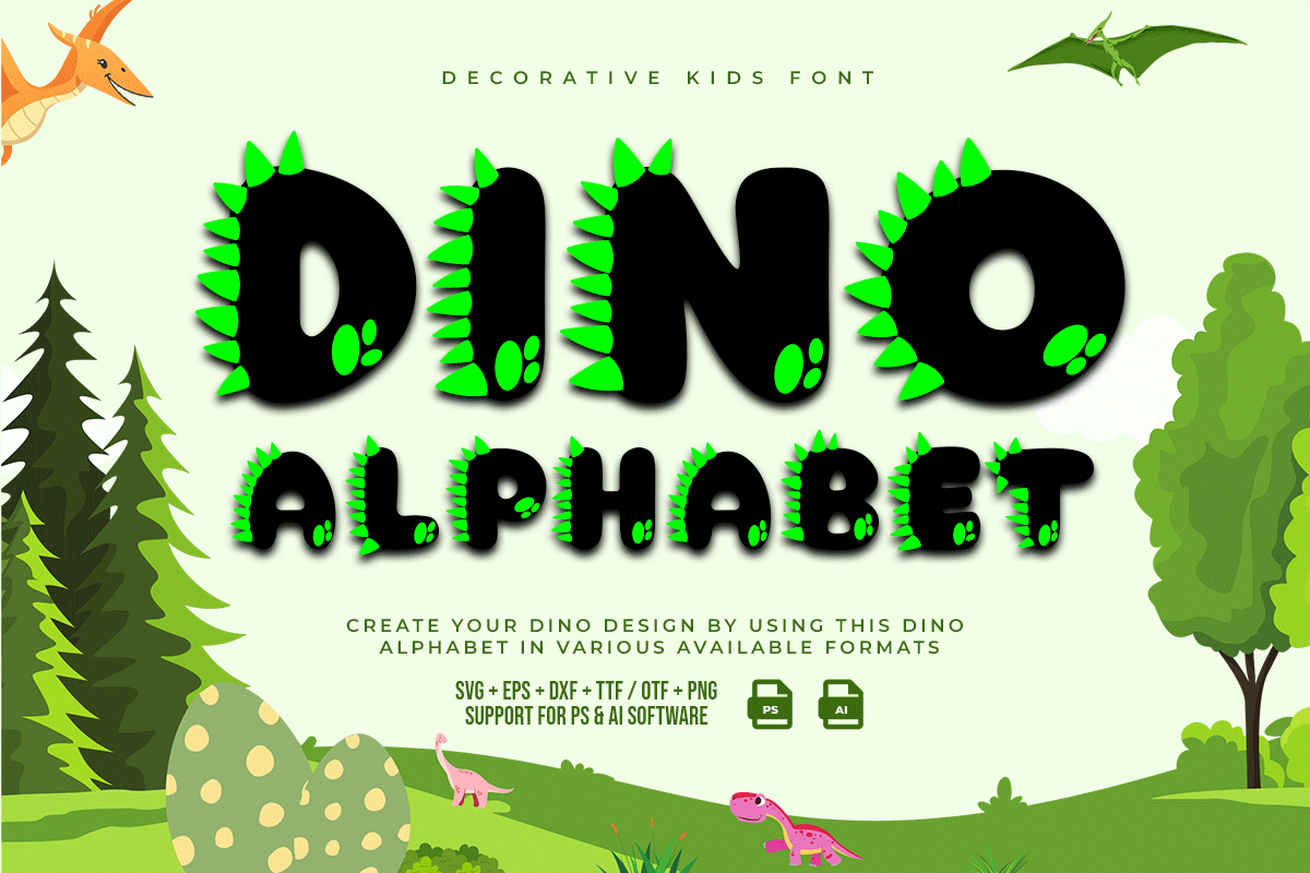 Dino Alphabet New Font | Fontkong | FontSpace