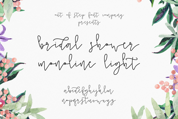 Bridal Shower Monoline Script Light Font | Out Of Step Font Company ...