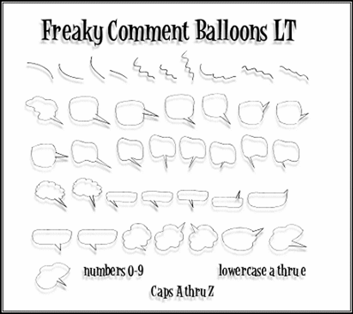 Freaky Comment Balloons LT Font | LadyTimeless | FontSpace