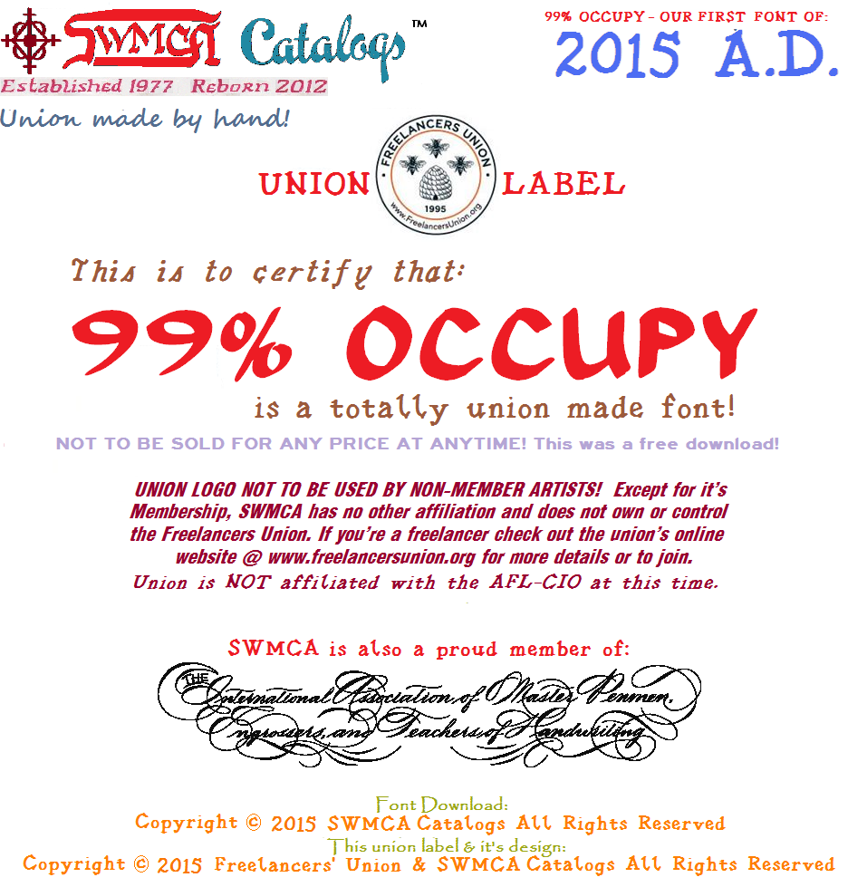 99 % OCCUPY Font | SWMCA Brands & Holding LLC. | FontSpace
