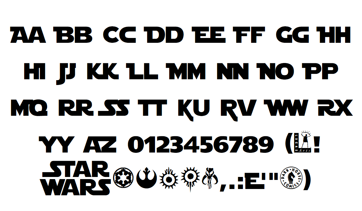 Star Jedi Font Star Wars Banner Printable ALLE BUCHSTABEN (3 Design)